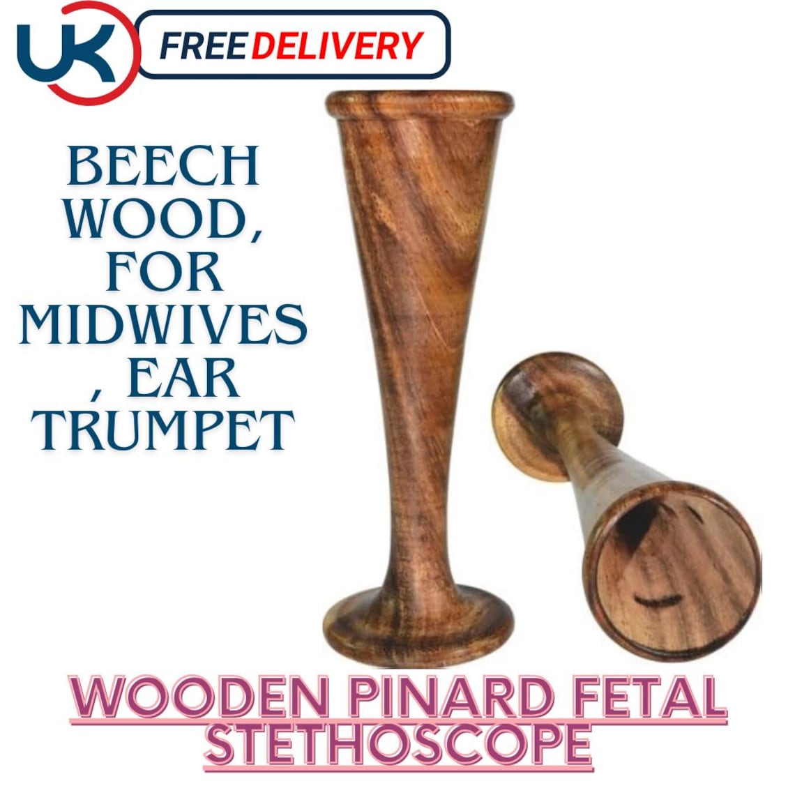 Wooden Pinard Stethoscope | Beech Wood | Midwife Fetal Heart Monitor ...