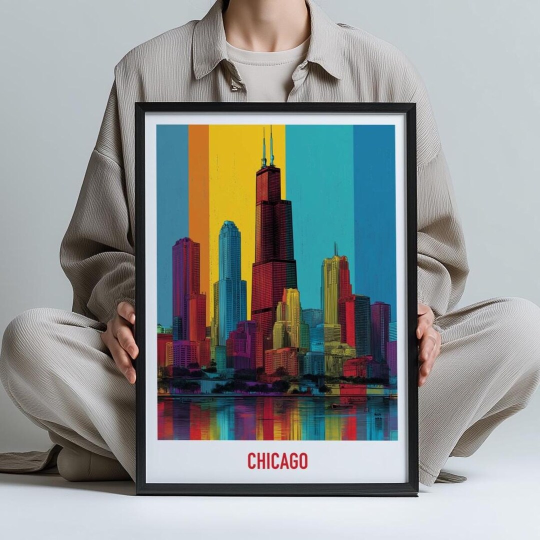 Chicago Skyline Wall Art Set Chicago City Line Drawing Posters Chicago ...