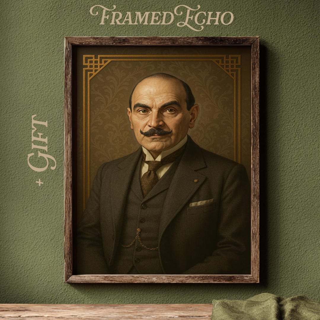 Hercule Poirot Portrait Print: Vintage Art Deco Detective Poster ...