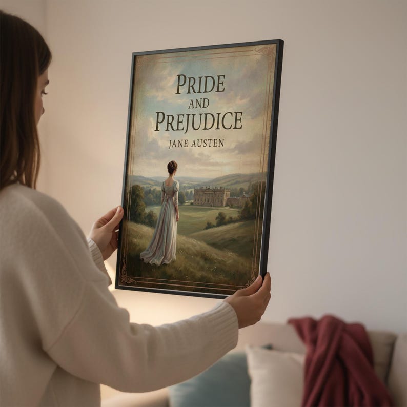 Pride and Prejudice Book Cover Art, Vintage Pemberley Landscape ...