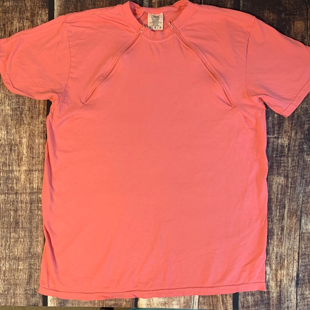 BLANK Peony Zipper Chemo Port Shirt ADULT Short or Long Sleeve - Etsy