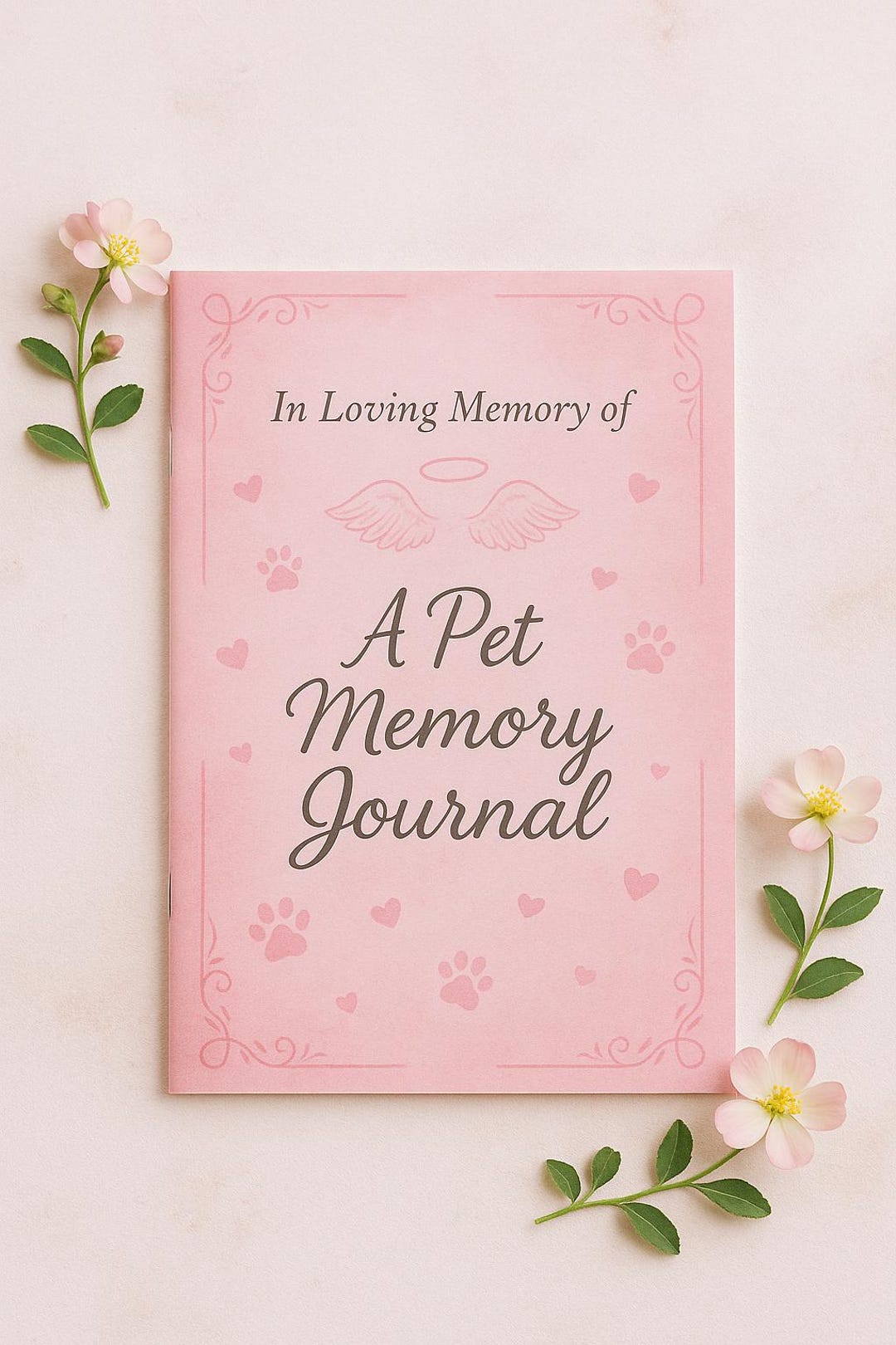 Pet Memory Journal | Pink Watercolor Pet Memorial | Printable Pet Loss ...