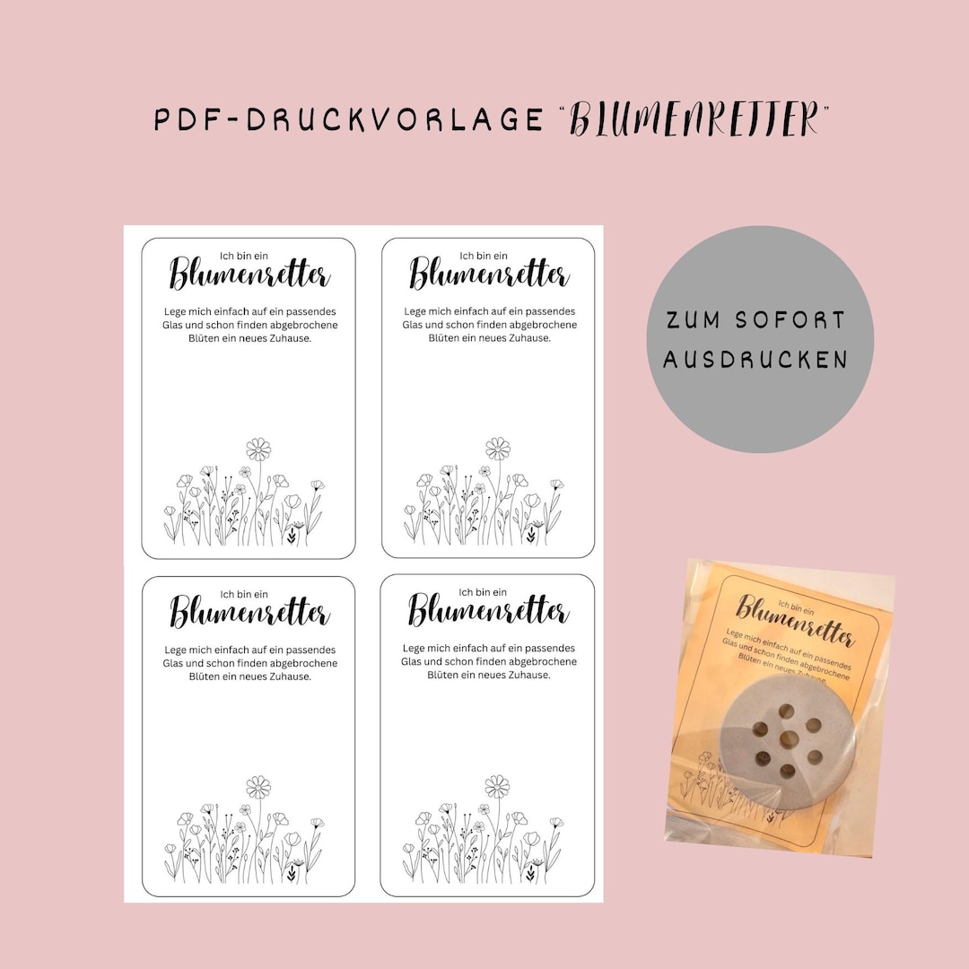 Flower Saver Print Template PDF File, Including Commercial License - Etsy