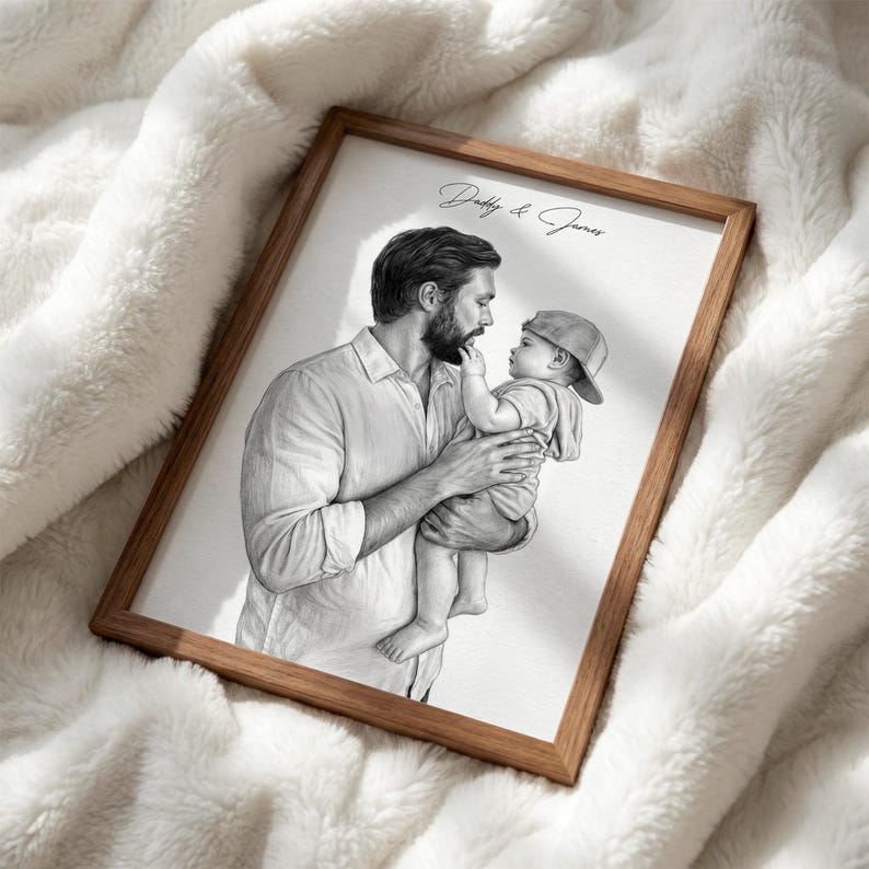 Memorial Pencil Sketch Family Portrait, Add Deceased Loved One (digital ...