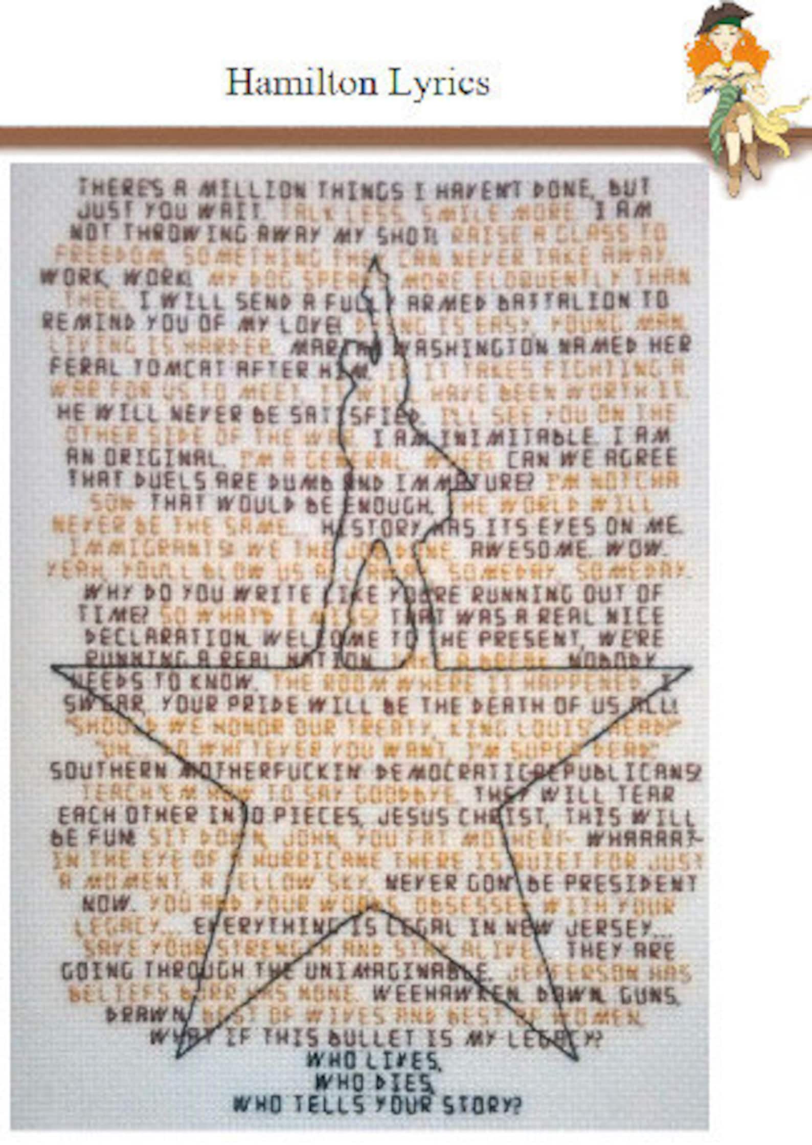 Hamilton Lyrics PDF Cross Stitch Pattern - Etsy