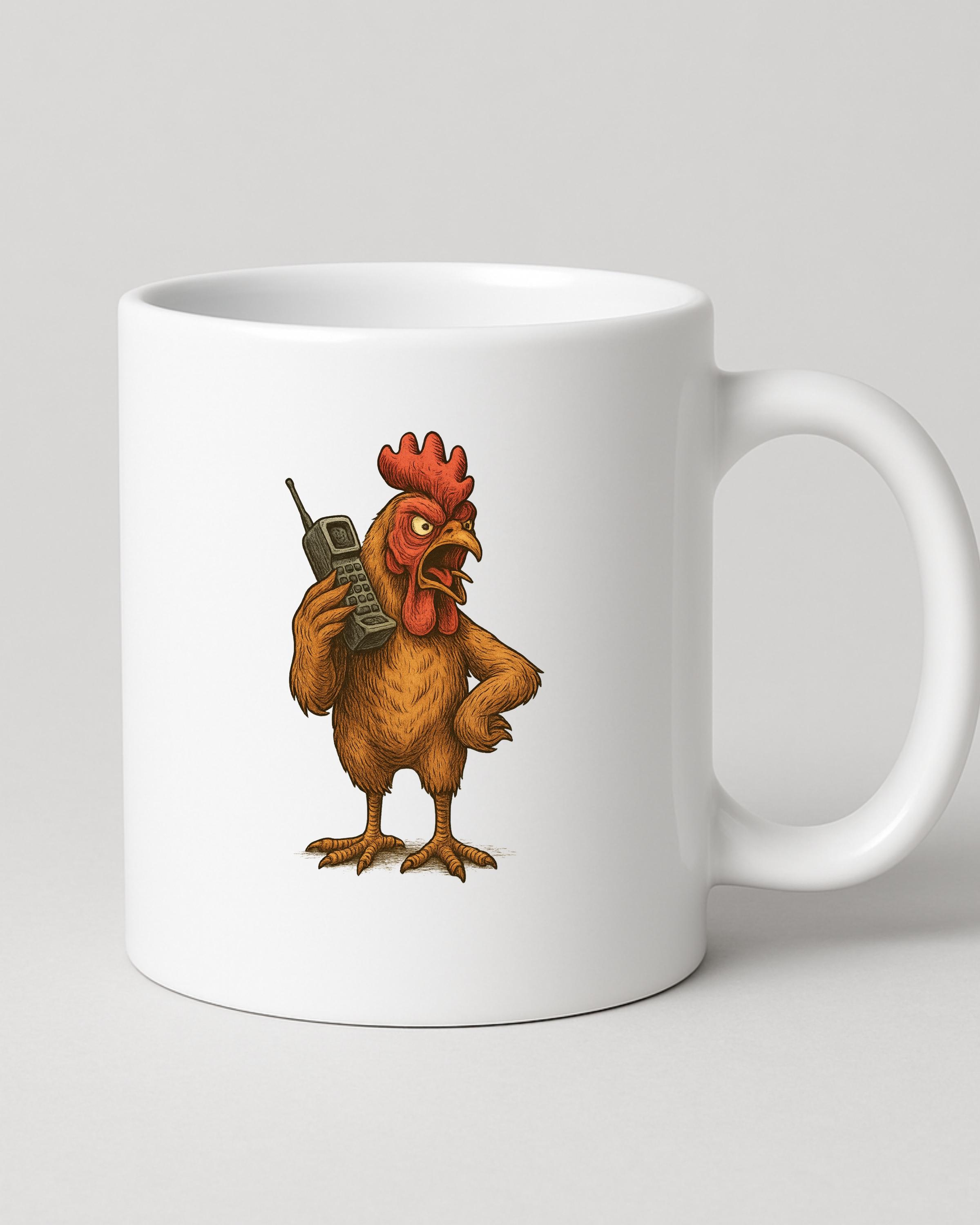 Clipart drôle de poulet en colère – coq rétro avec téléphone | Chemise ...