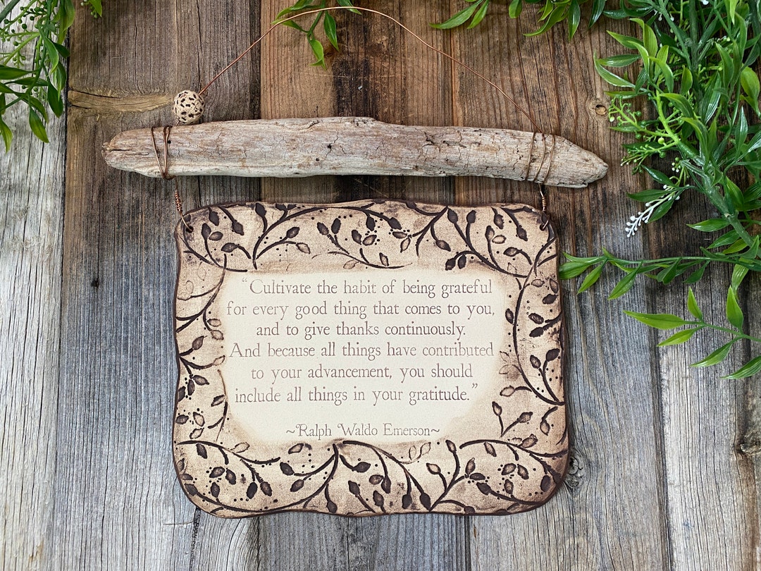 Ralph Waldo Emerson Gratitude Quote Handmade Ceramic Plaque - Etsy
