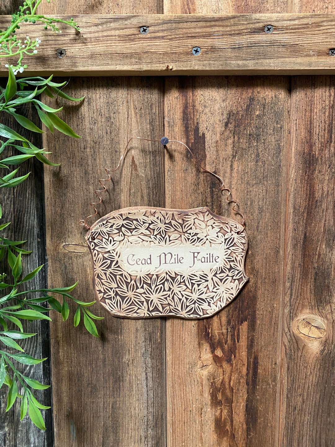 Handmade Ceramic Plaque cead Mile Failte - Etsy