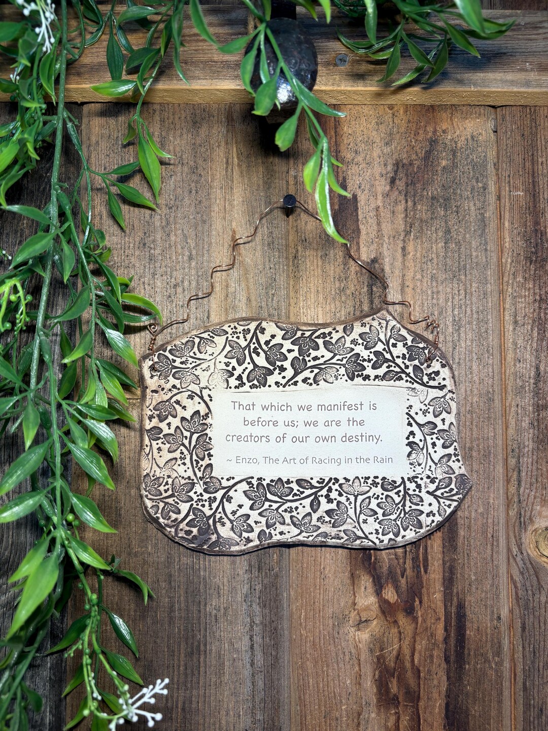 Enzo, "the Art of Racing in the Rain" Quote Ceramic Plaque - Sepia - Etsy