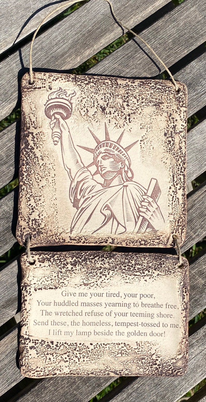 Statue of Liberty Quote Ceramic Plaque - Sepia Toned - Etsy