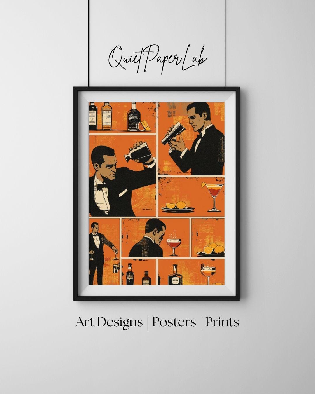 Bartender Art, Retro Cocktail Wall Art Print, Vintage Bar Decor Poster ...