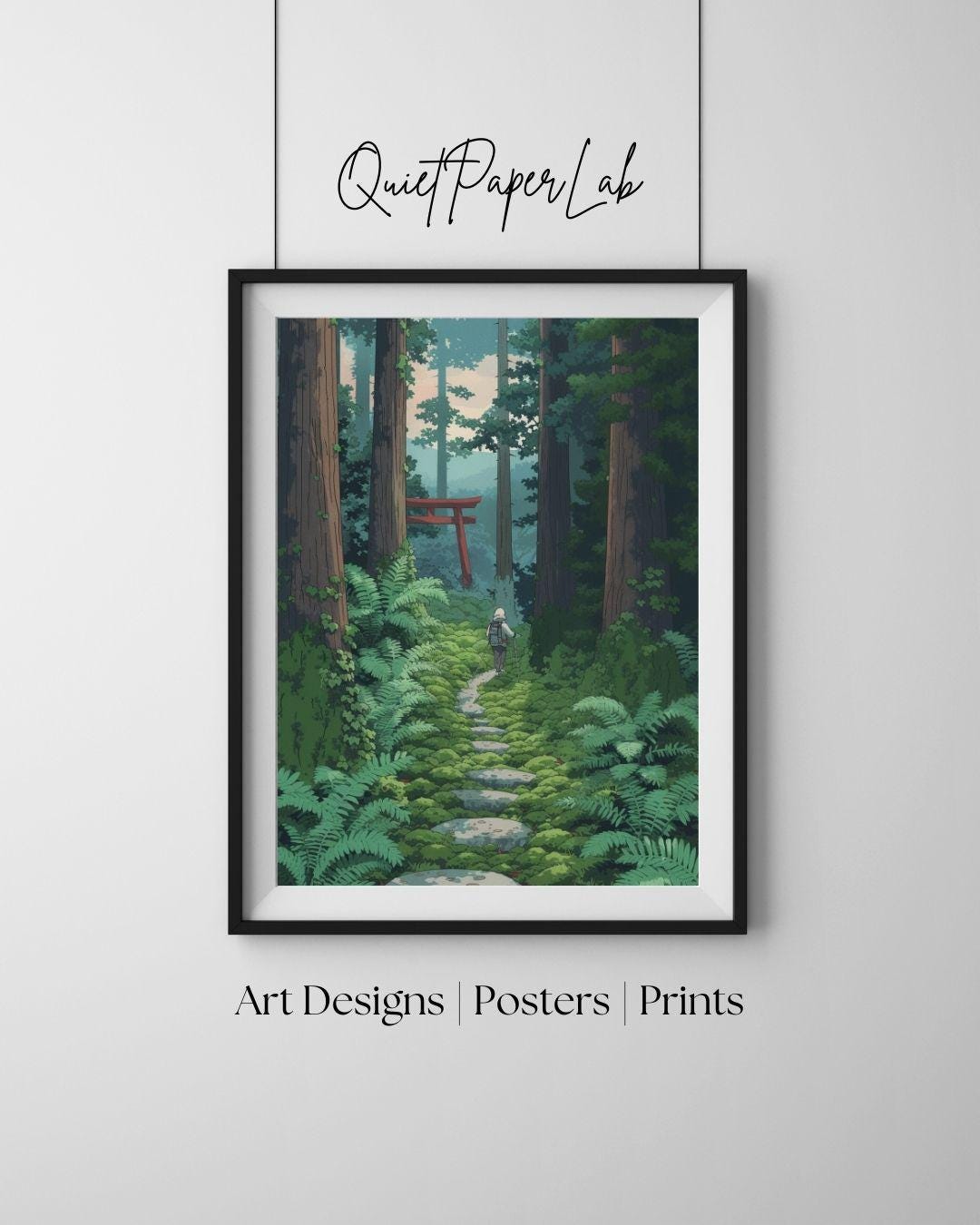 Japanese Forest Path, Anime Style Wall Art Print, Zen Nature Decor ...