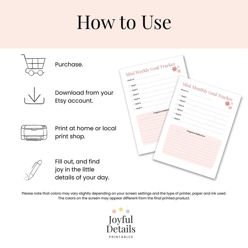 Goal Tracker Printable | Weekly & Monthly Goal Setting PDF Journal ...
