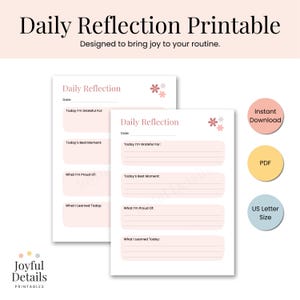 Daily Reflection and Gratitude Printable Journal Page PDF | Lined ...