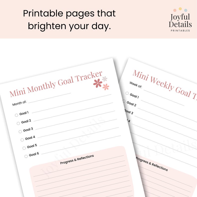 Goal Tracker Printable | Weekly & Monthly Goal Setting PDF Journal ...
