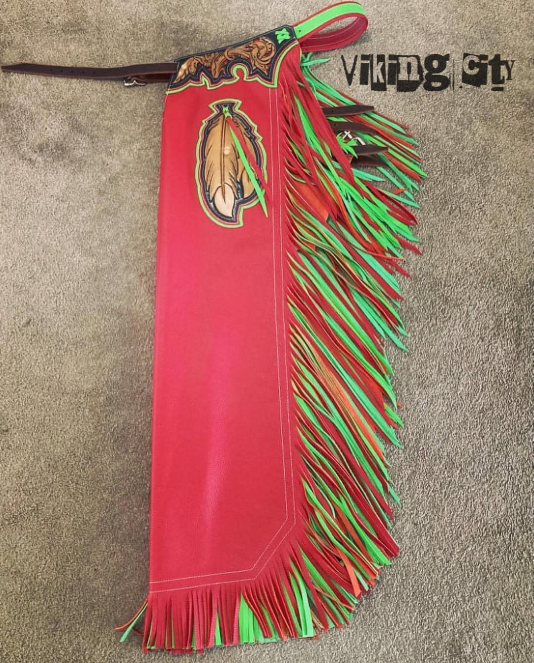 Hand-tooled Leather Rodeo Chaps | Custom Western Chaps | Fringe Bull ...