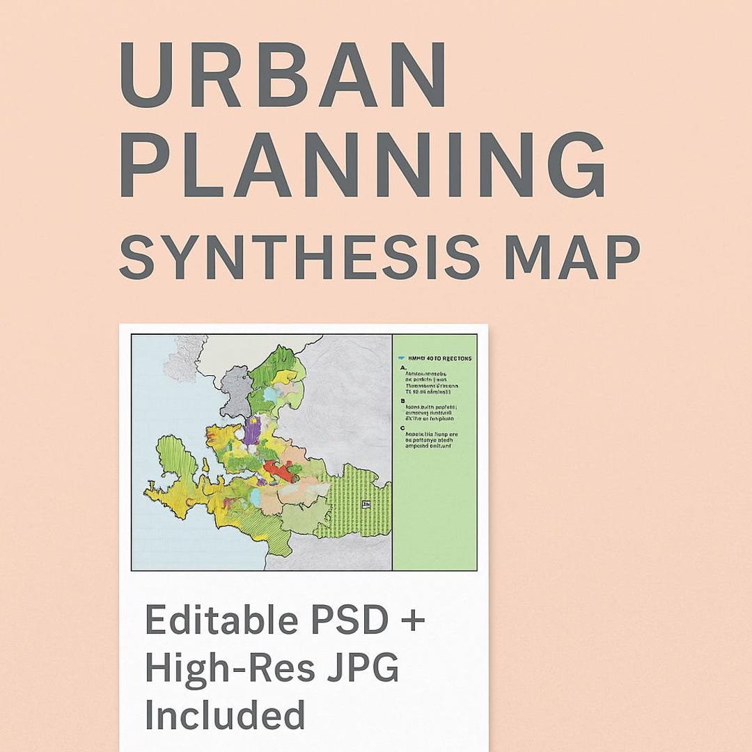 Urban Planning, Land Use Analysis, Synthesis Map, Editable Pdf ...