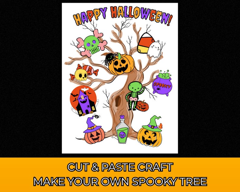 Build A Haunted Tree Kid's Craft/halloween Color, Cut, and Paste Craft ...