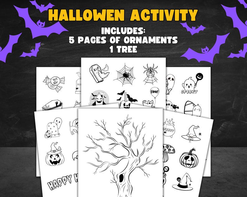 Halloween Spooky Tree Craft, Color, Cut, and Paste Activity (printable ...