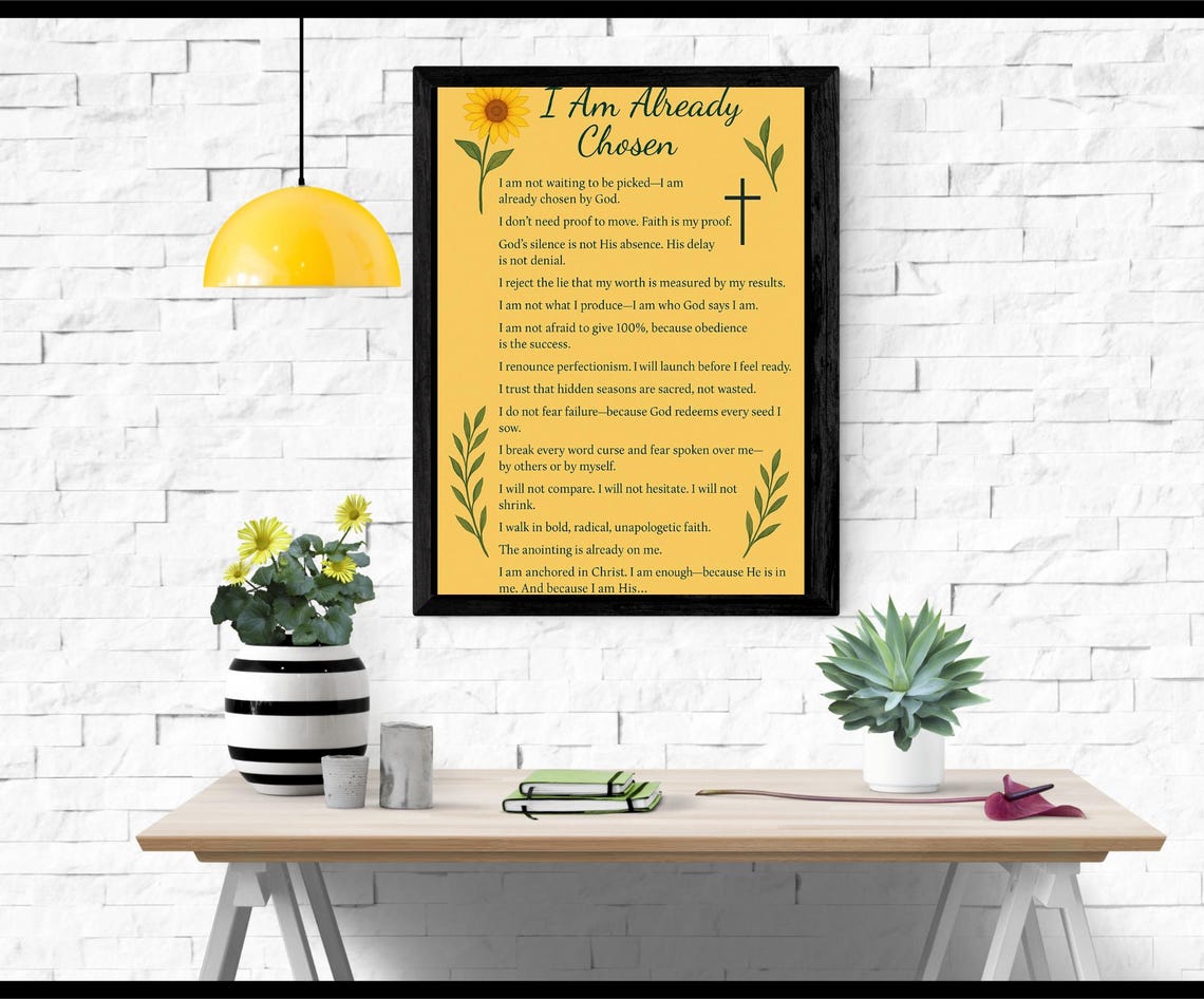 Christian Affirmation Printable Wall Art - 'I Am Already Chosen ...