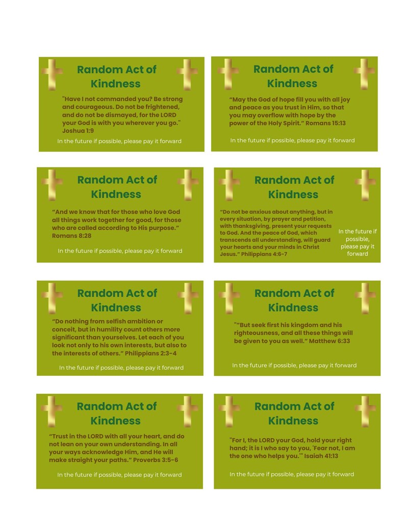 Random Act of Kindness Card – Christian Printable With Bible Verse ...