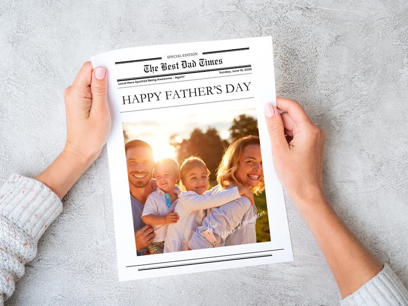 Editable Father’s Day Newspaper Template | DIY Canva Design | Printable ...