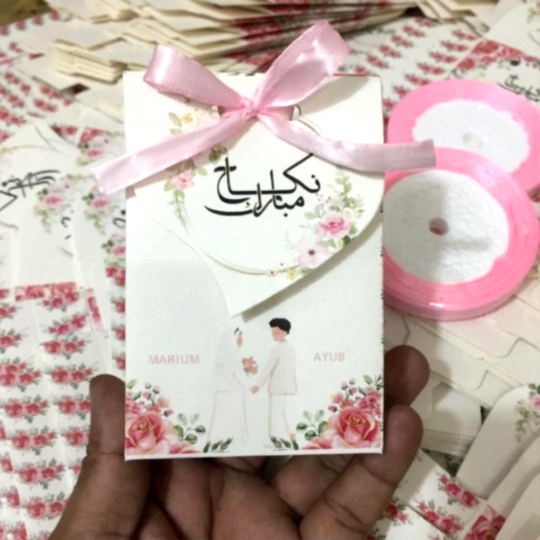 Personalized Nikah Favor Boxes With Bow – Floral Islamic Wedding Gift ...