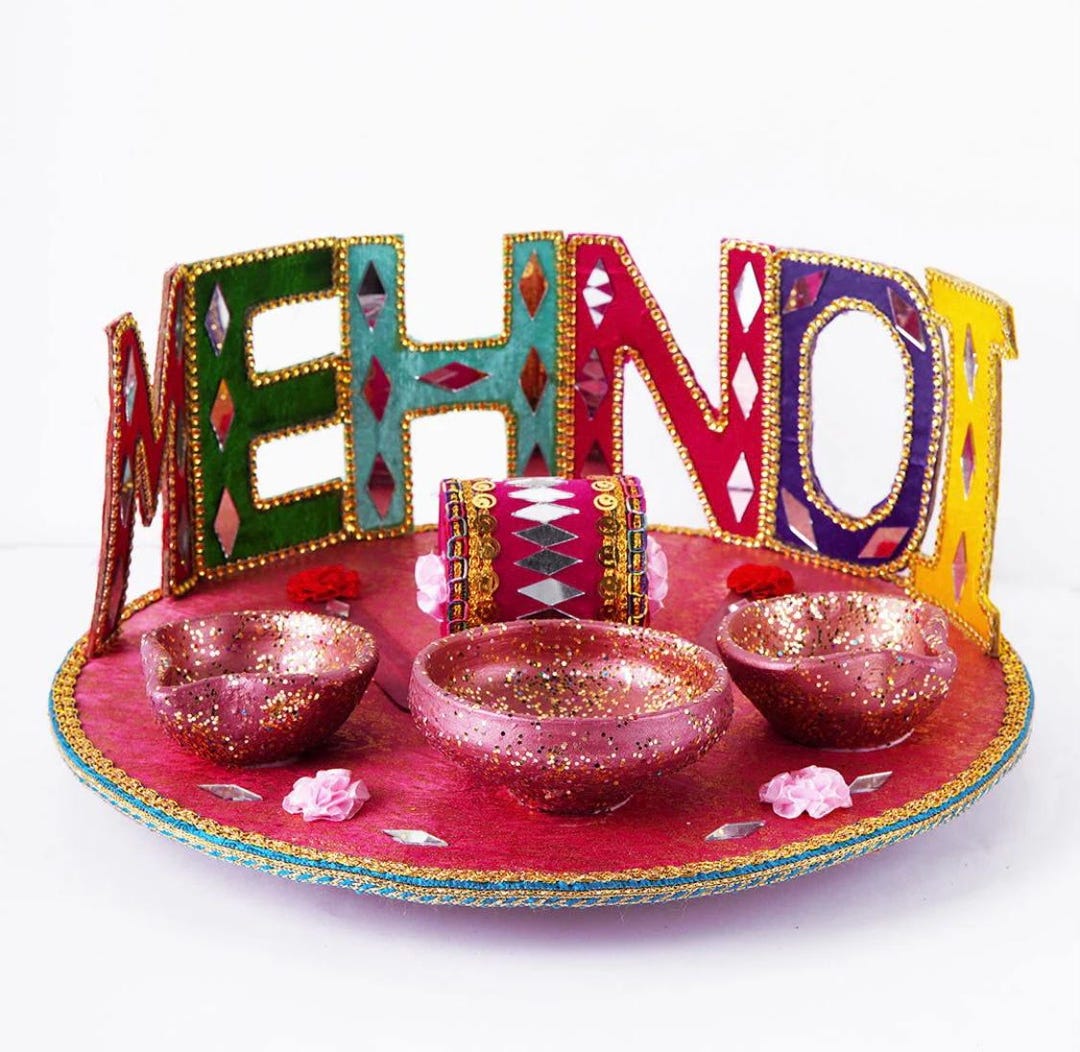 Mehendi Thaal: Handcrafted Henna Ceremony Tray (14x14 Inches) - Etsy