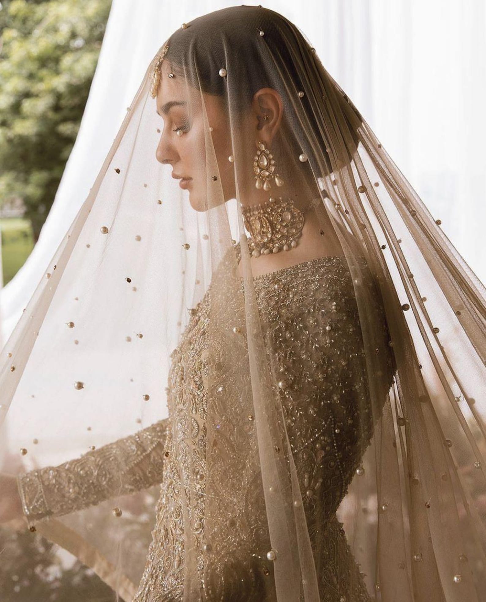 Bridal Dupatta, Gold Net Veil, Wedding Dupatta, Pakistani Veil, Indian ...