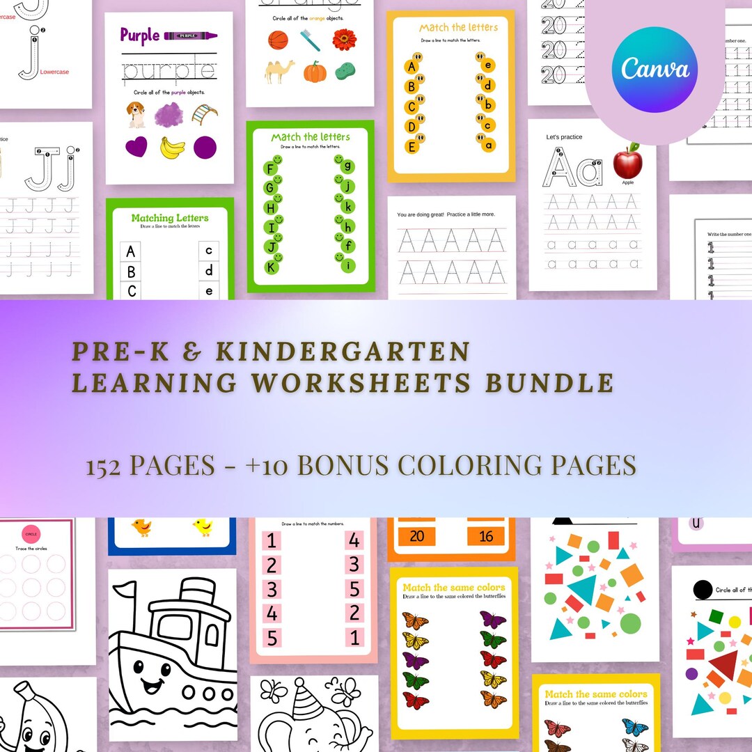 Toddler Learning Workbook: 152 Pages + 10 Coloring Pages (PDF Download ...