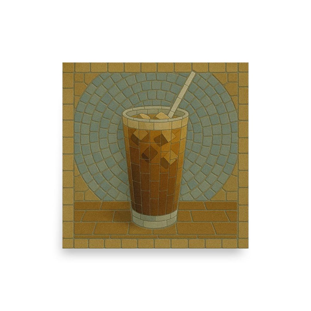 Mosaic Iced Coffee Poster – Cold Brew Wall Art, Café Kitchen Decor ...