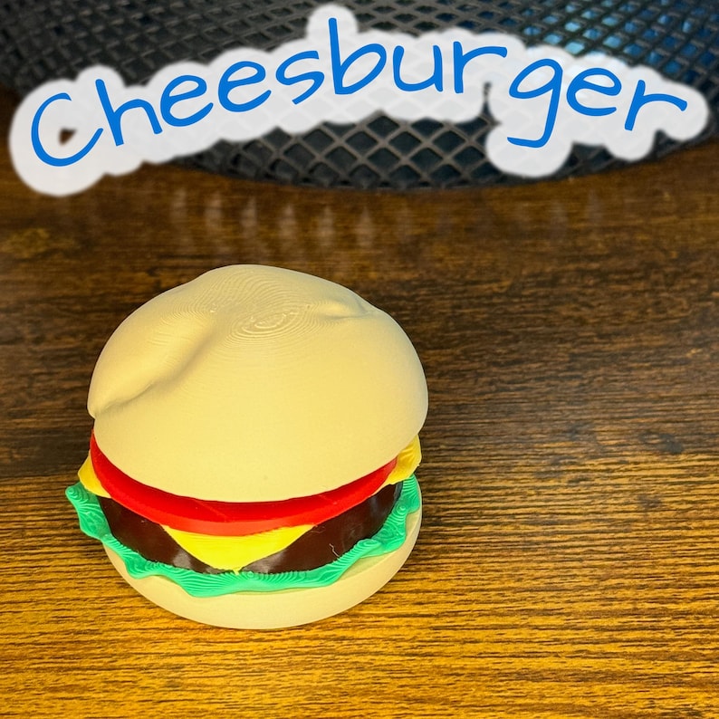 Burger Fidget Clicker – Cute 3D Printed Toy | Cheeseburger Stress ...