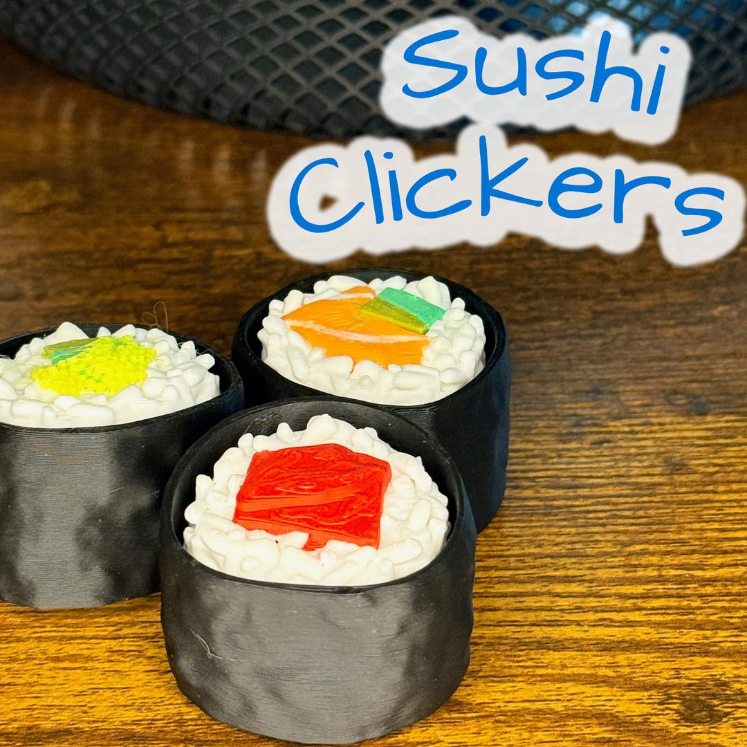 3D Printed Sushi Fidget Clickers – Sushi Roll Toy – Cute Desk Accessory ...