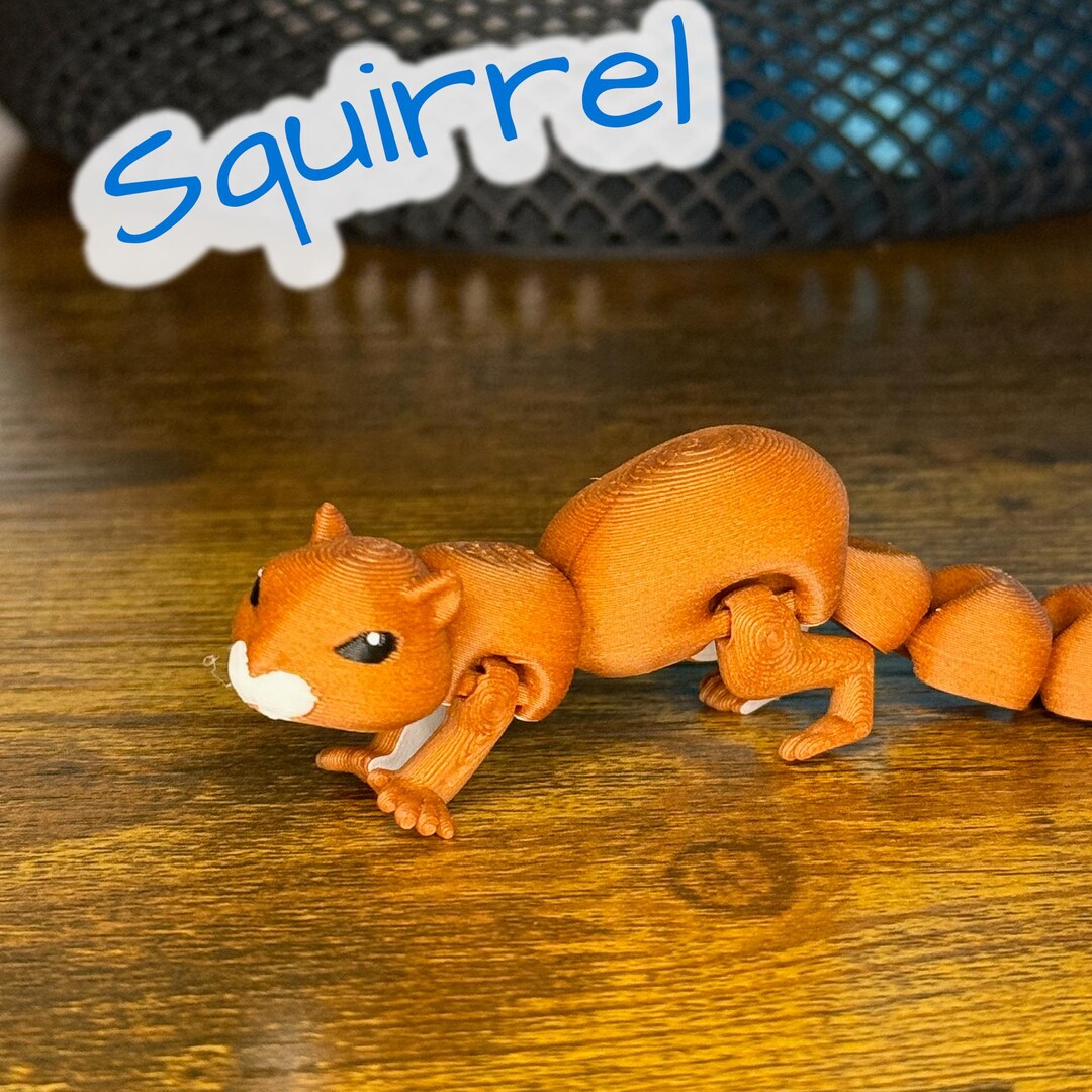 Articulated Squirrel Fidget Toy – Flexi 3D Printed Cute Woodland Animal ...