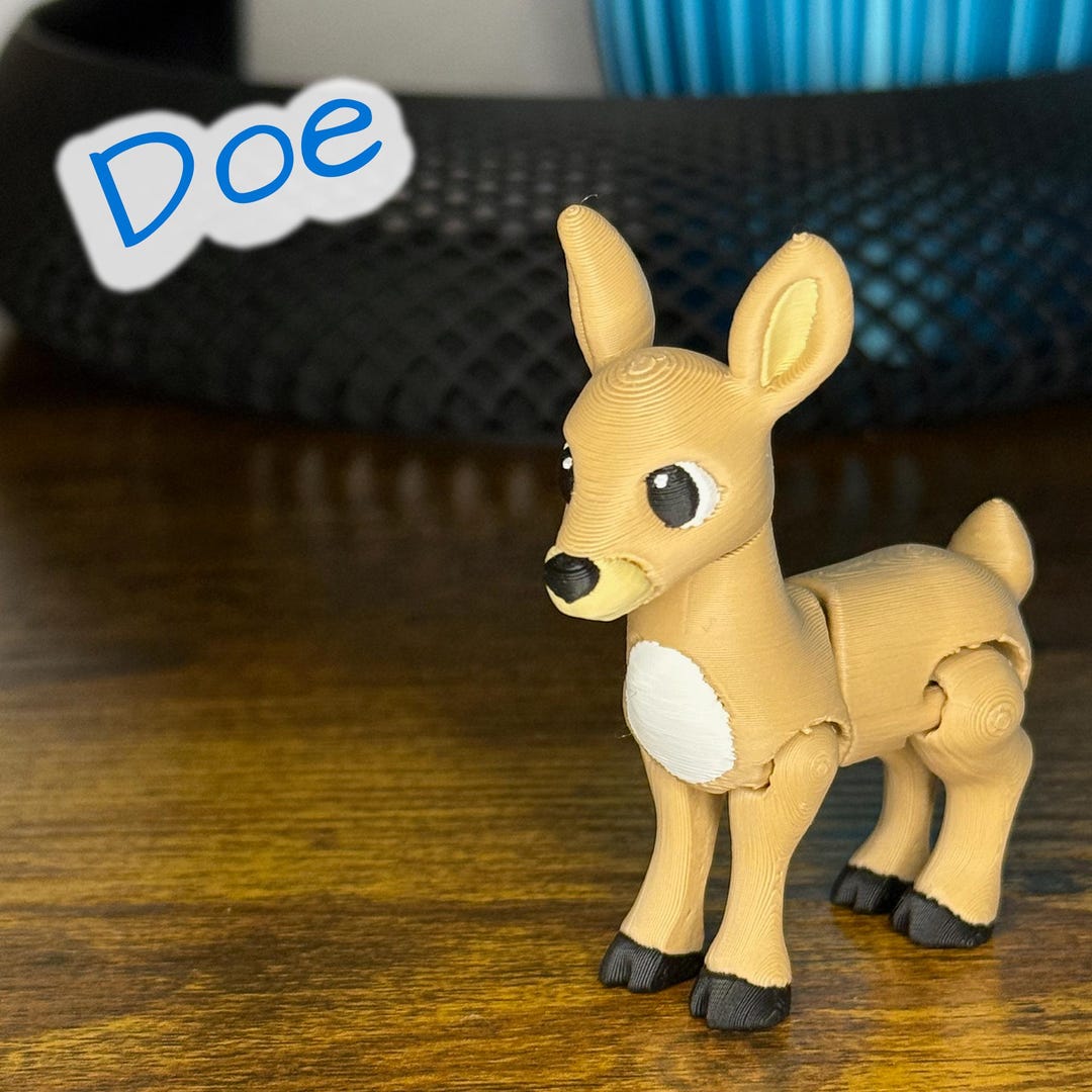Darting Doe – Articulated Flexi Deer Toy – 3D Printed Christmas Fidget ...