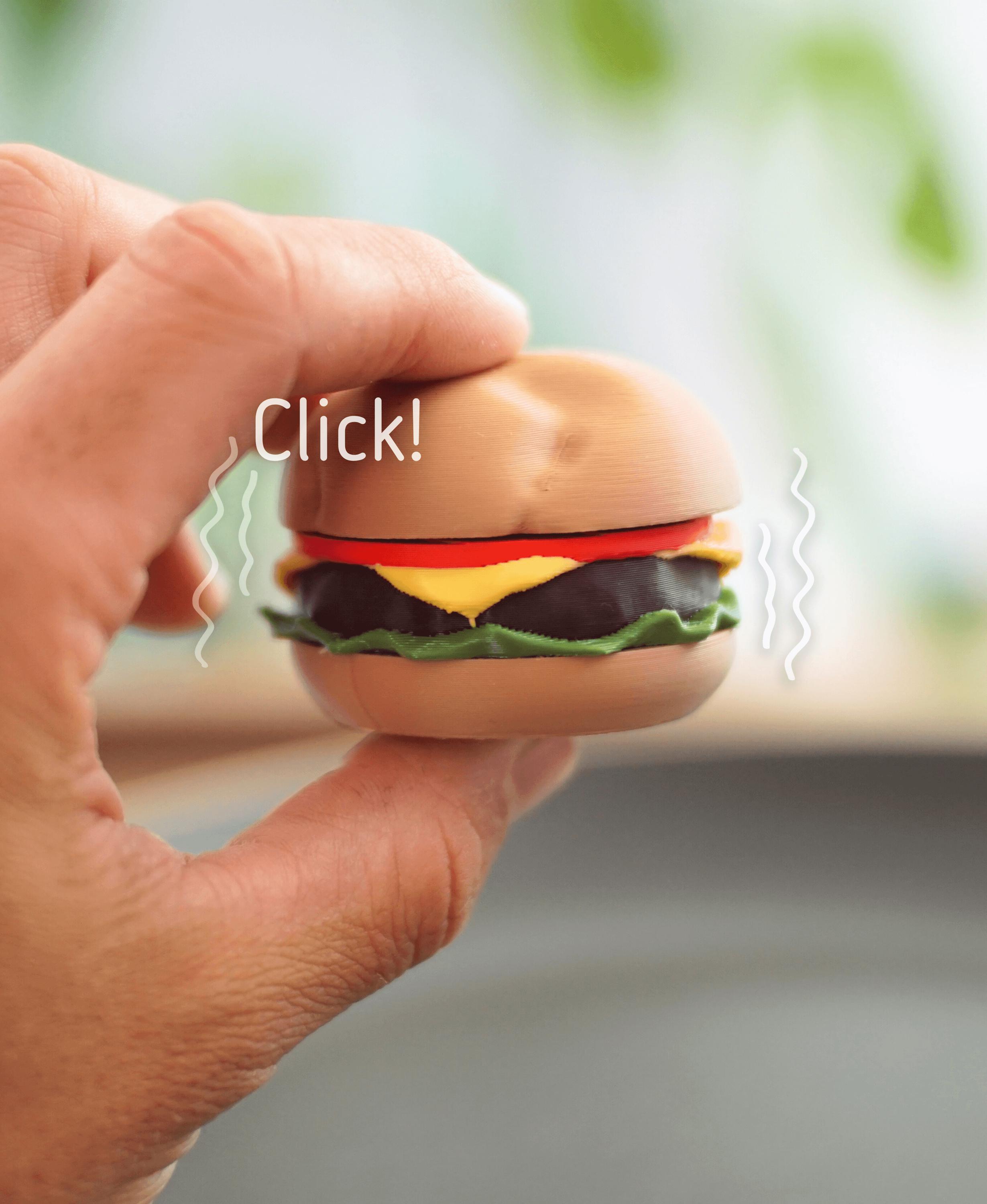 Burger Fidget Clicker – Cute 3D Printed Toy | Cheeseburger Stress ...