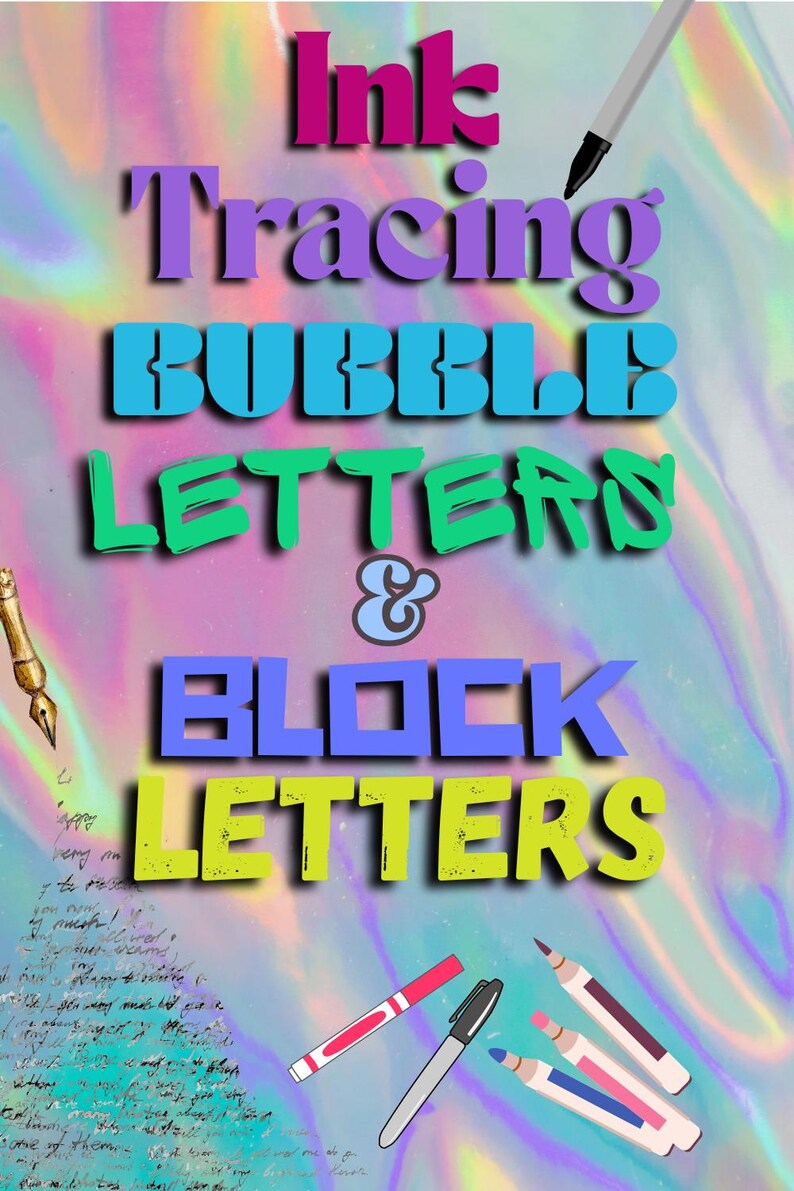 Ink Tracing Bubble Letters and Block Letters - Relaxing Reverse ...