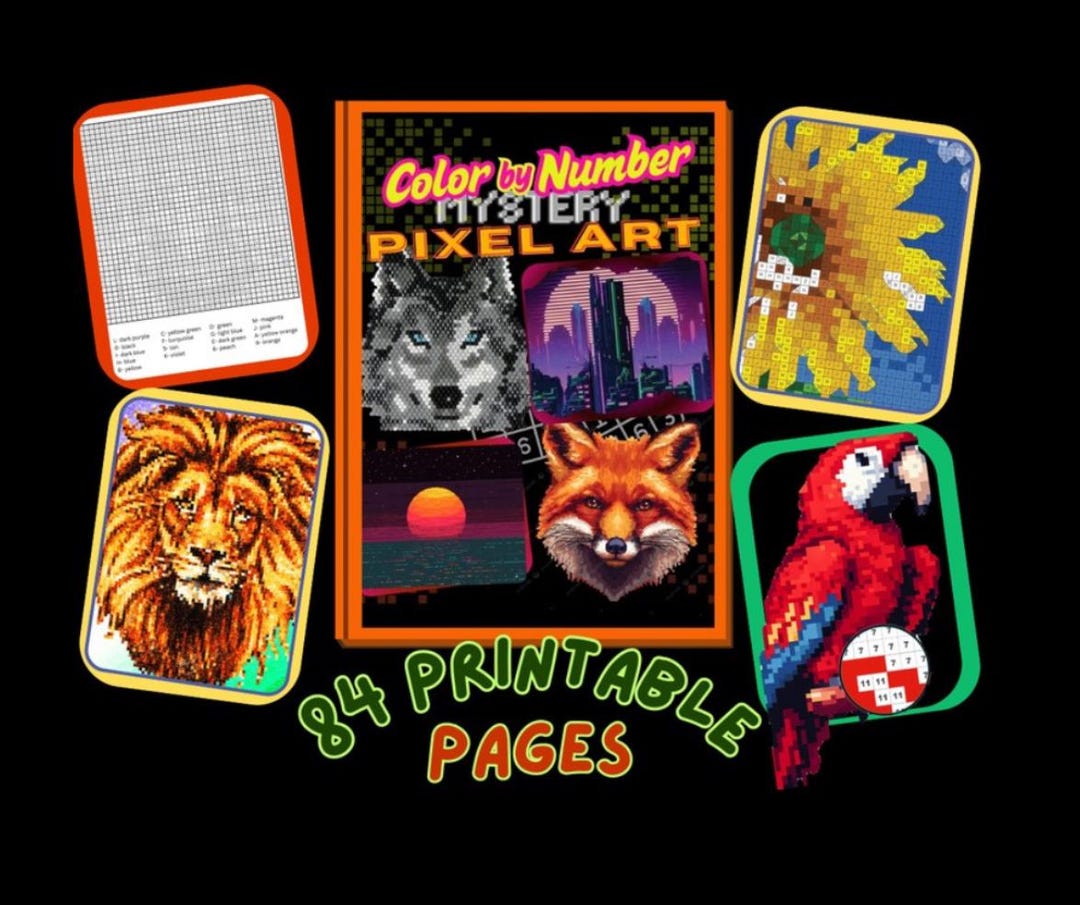 Color by Number Mystery Pixel Art - Adult Coloring Pages - Etsy