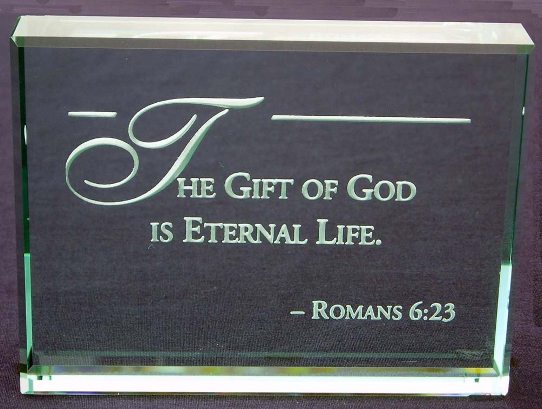 Romans 6:23 Bible Verse, Hand Etched Glass Paperweight - Etsy