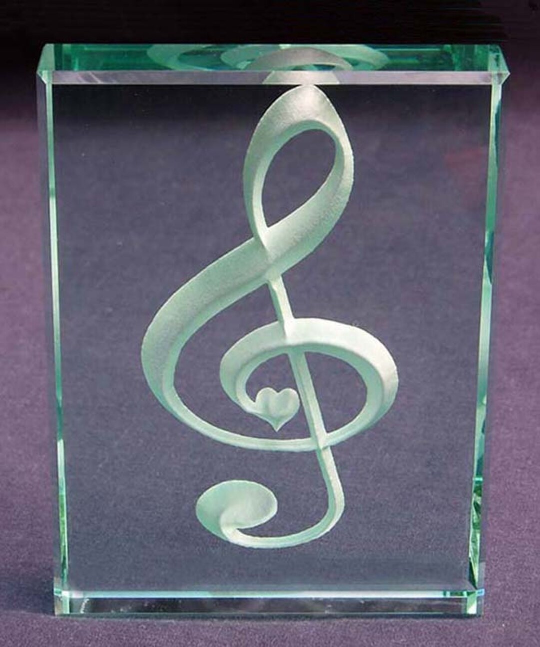 Treble Clef Hand Carved Etched Glass Paperweight - Etsy