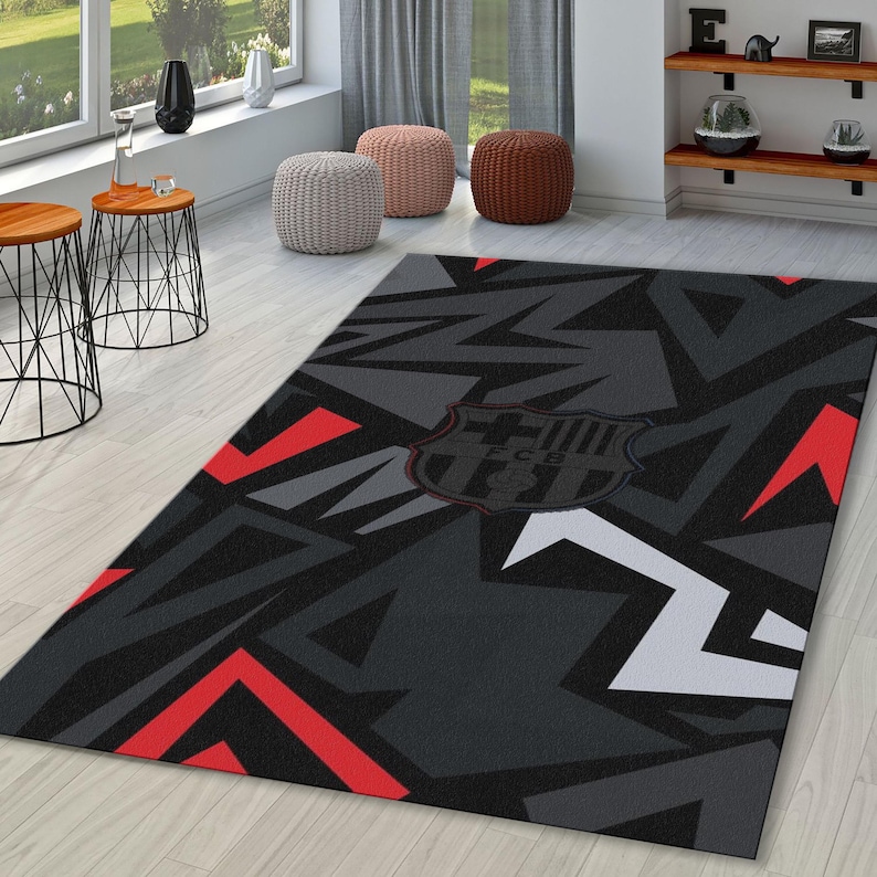 FC Barcelona Rug, Modern Geometric Tapestry, Personalized Team Rug - Etsy