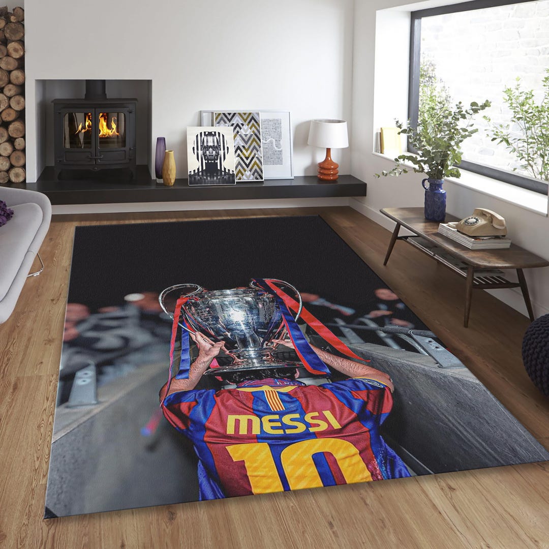 Messi Football Rug: Modern Kid's Room Decor, Soft Velvet - Etsy