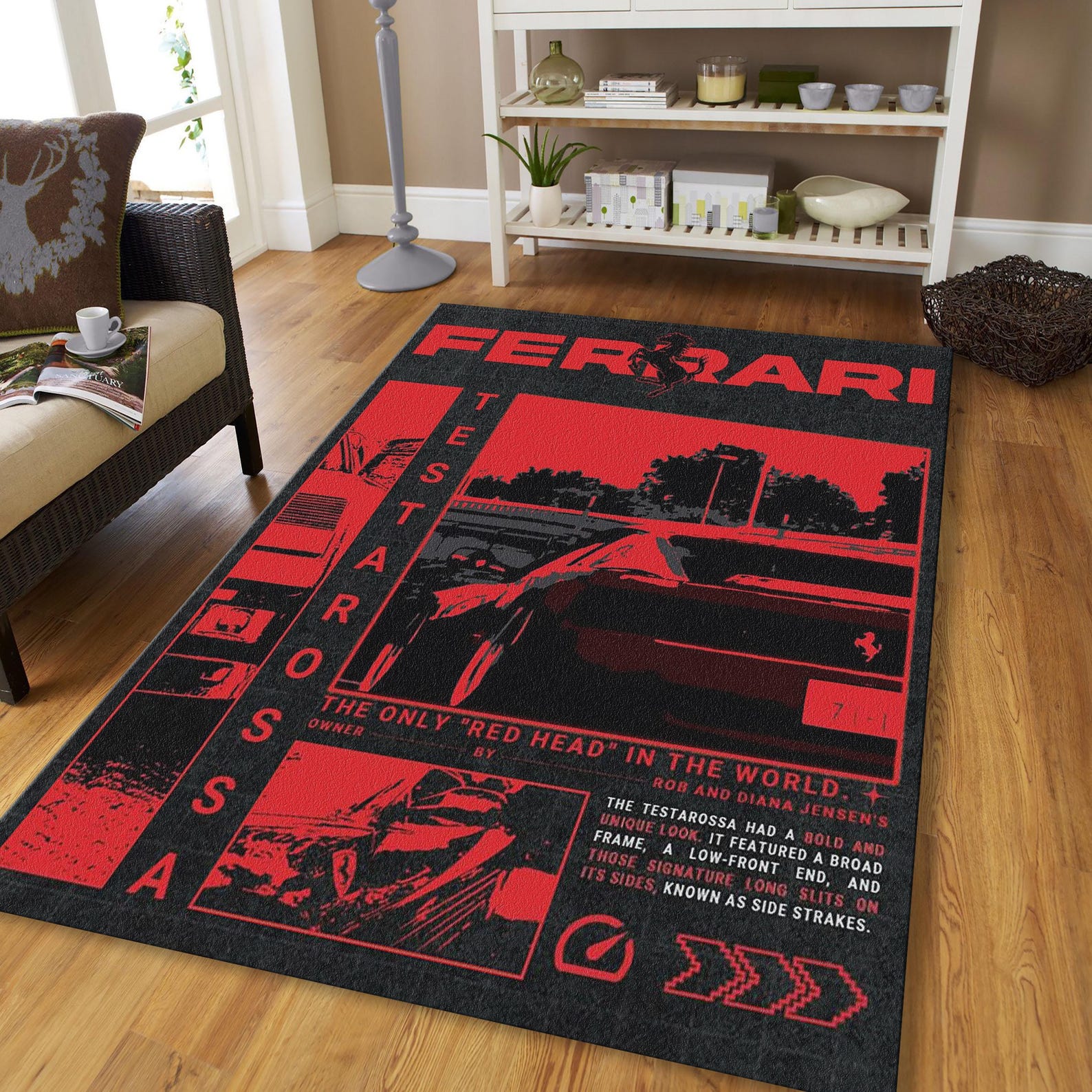 Ferrari Testarossa Rug, Personalized Automotive Decor - Etsy
