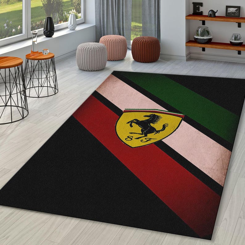 Ferrari Flag Area Rug, Personalized Automotive Decor - Etsy