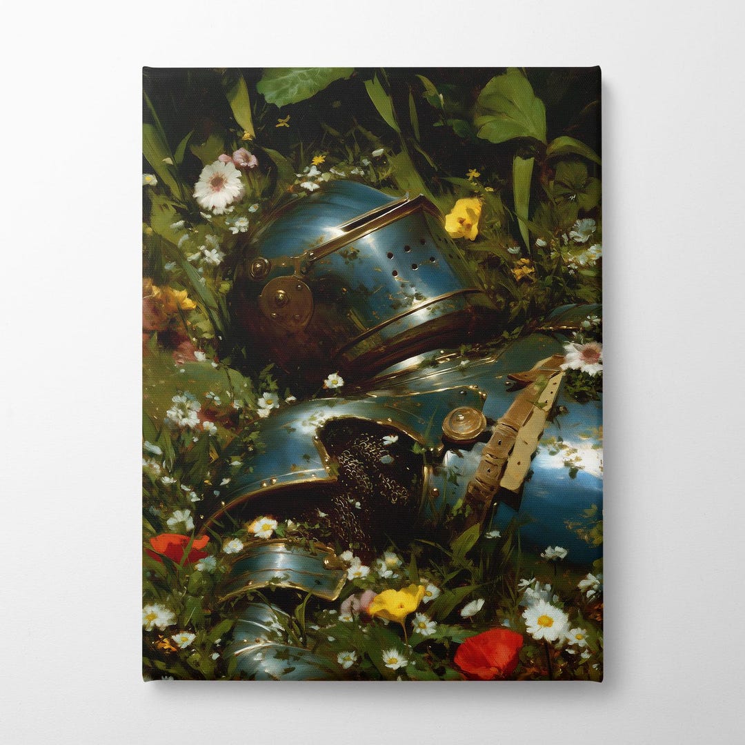 Fallen Knight Floral Armor Art Print: Romantic Medieval Decor - Etsy
