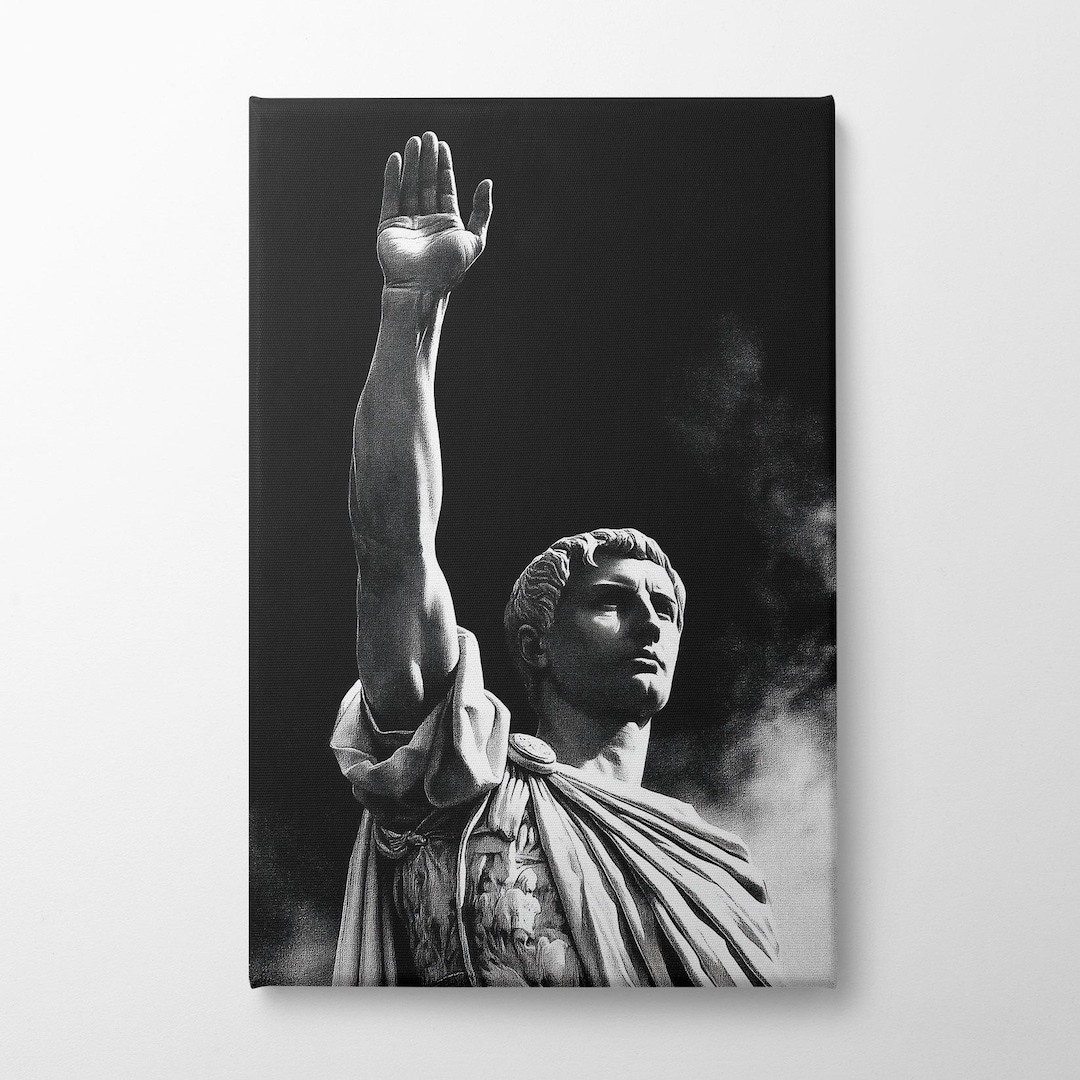 Roman Emperor Statue Art Print: Caesar Salute, Black and White ...