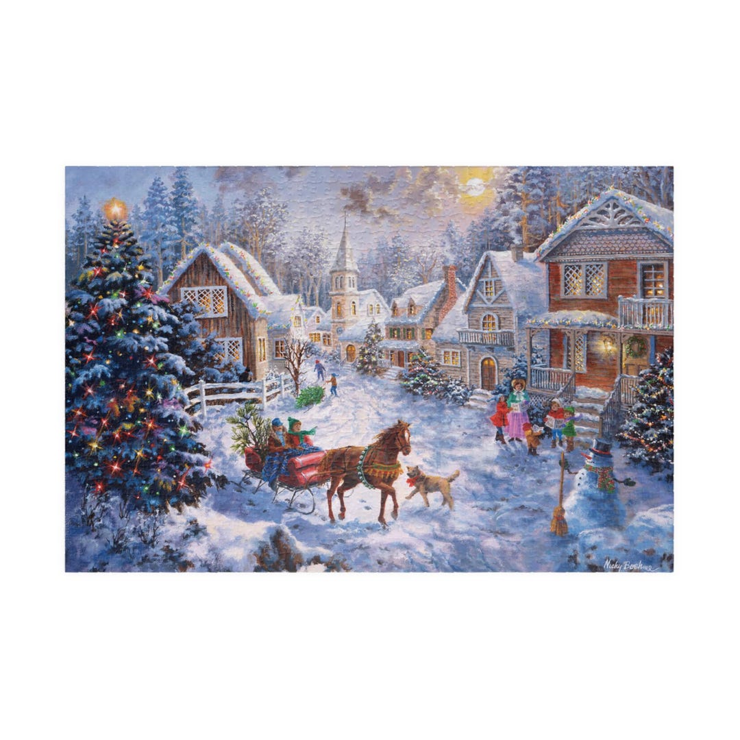 Winter Wonderland Puzzle: Cozy Christmas Village Scene - Etsy