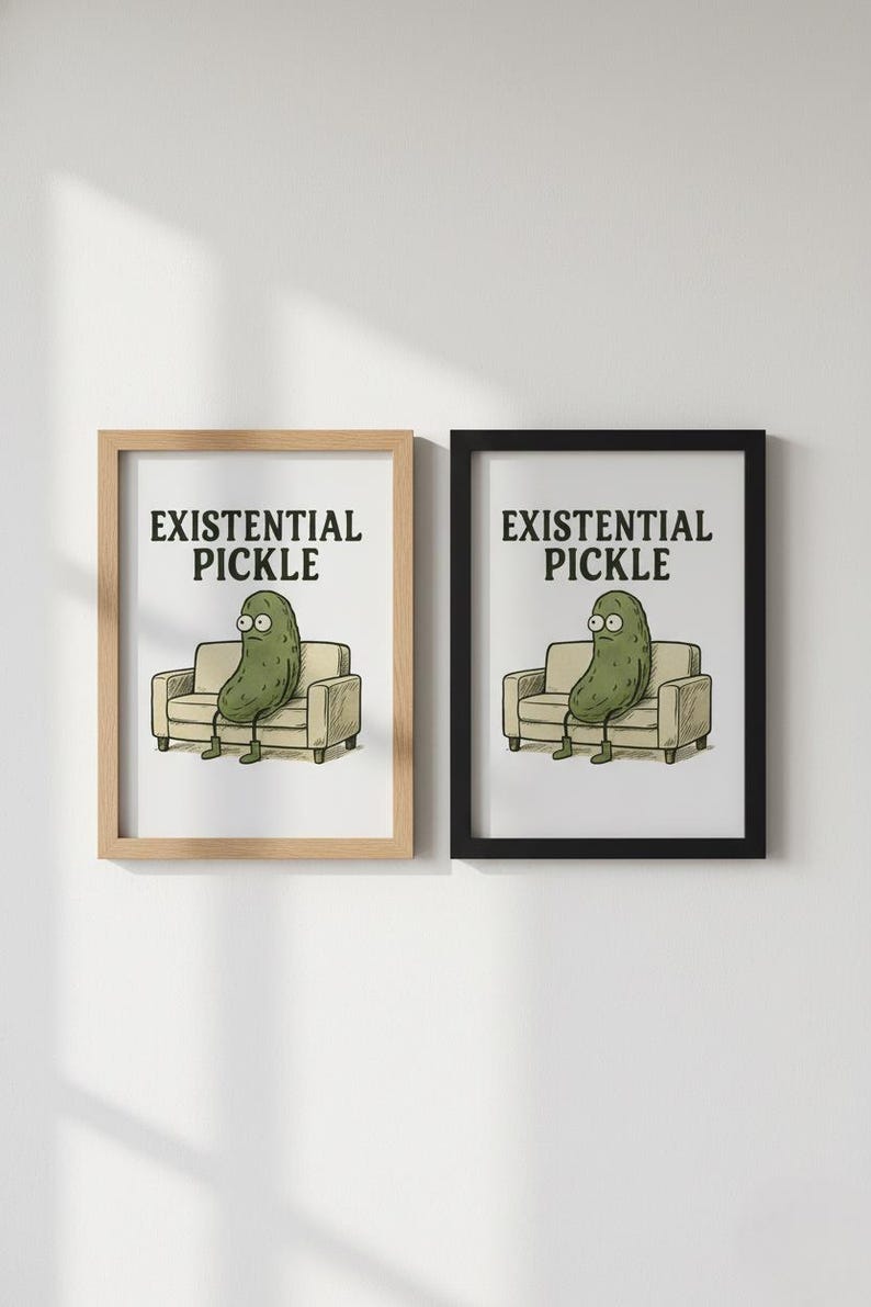 Existential Pickle PNG | Funny Pickle Clipart | Sad Pickle on Couch Art ...