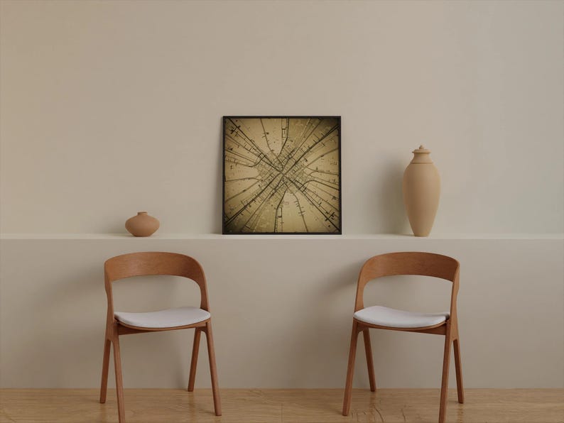 Golden Intersection Map Art | Abstract Cityscape Print | Modern ...