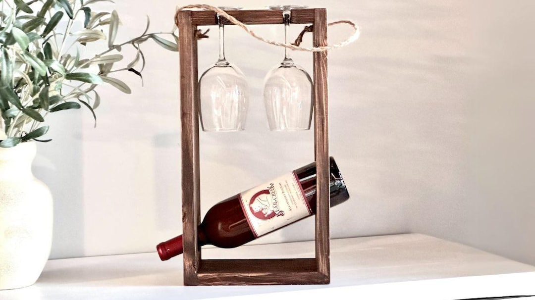 DIY Wine & Glasses Caddy Woodworking Plan: Modern Wine Holder (PDF ...